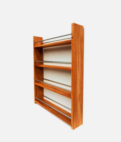 Oak Spice Rack 4 Deeper Shelves Open Top Contemporary Kitchen Storage ...
