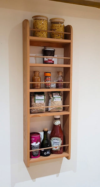 Solid Beech Larder Spice Rack 5 Tall Shelves Pantry Door Kitchen ...